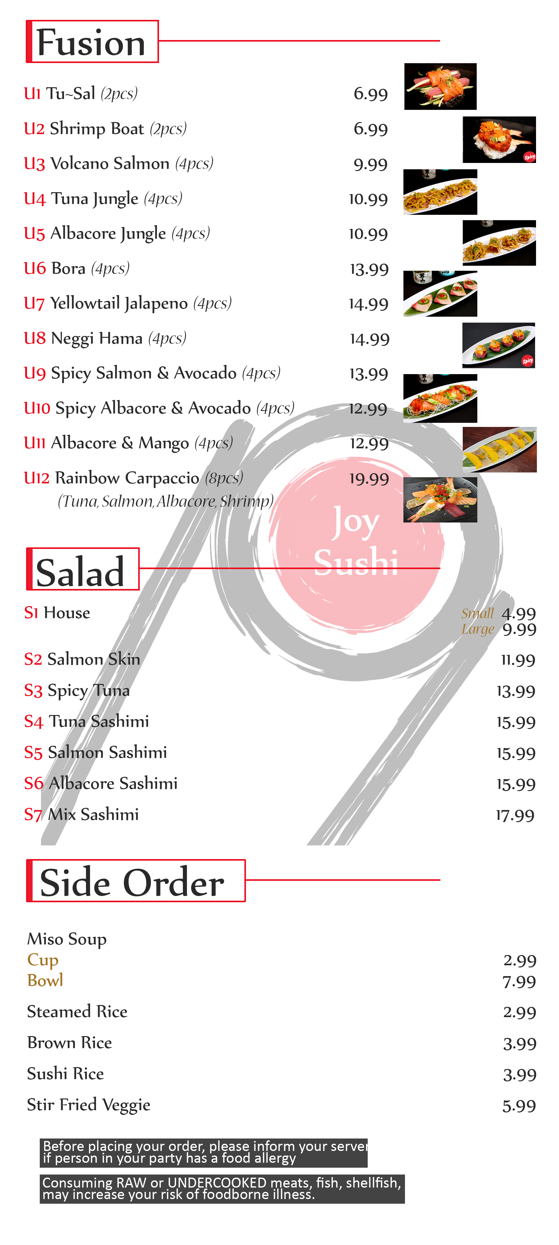 Joy Sushi | Menu